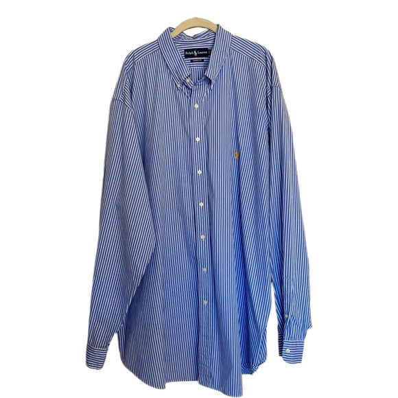 Ralph Lauren | Shirts | Polo Ralph Lauren Button Down Shirt Blue White Pony Size 3xlt Tall ...